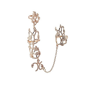 Charm Leaf Full Finger Rings Punk Dainty Bracelet BOHO Knuckle Ring Harness Wedding Jewelry Hand Chains Adjustable Statement Rings for Women-gold