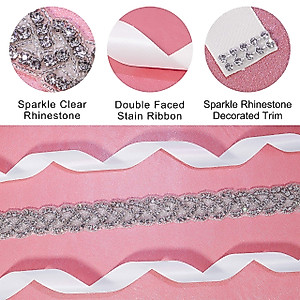 Lovful Handmade Bridal Belt, Rhinestone Wedding Dress Belts, Ribbon Crystal Sash for Women,White