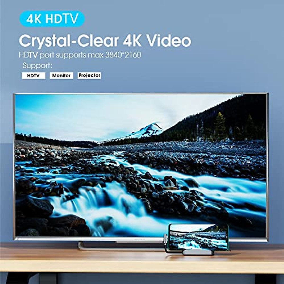 WYTR Type C to HDMI-Compatible Multi-Function Gaming Stand HUB Mini Portable Adapter 8-in-1 Multi-Port Hub