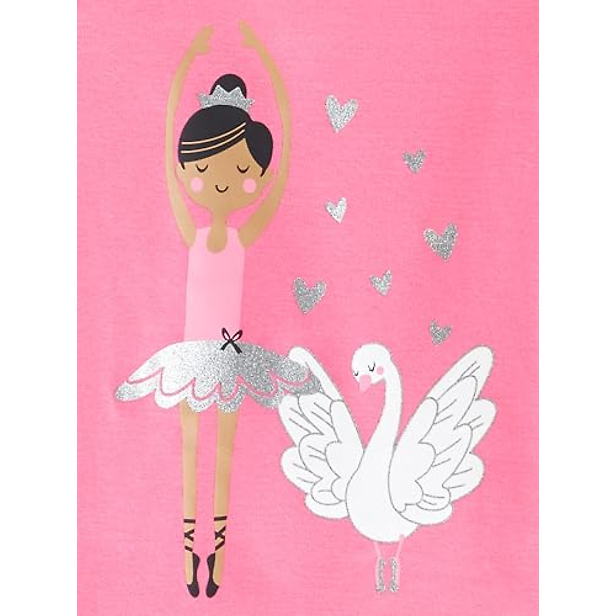 Simple Joys by Carter's Girls' 4-Piece Pajama Set (Cotton Top & Fleece Bottom), Black Ballerina/Light Pink/Pink Cow/Swans, 4T