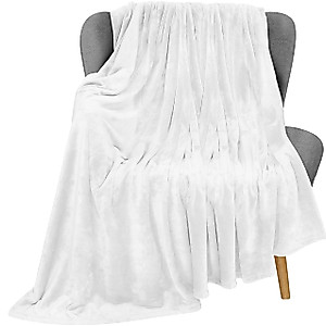 Utopia Bedding Fleece Blanket Throw XL Size White 300GSM Luxury Blanket for Couch Sofa Bed Anti-Static Fuzzy Soft Blanket Microfiber (70x50 Inches)