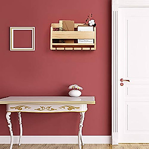 Wall Mount Entryway Mail Envelope Organizer, Letter & Newspaper Storage，Home Decorative Floating Shelf, Wooden