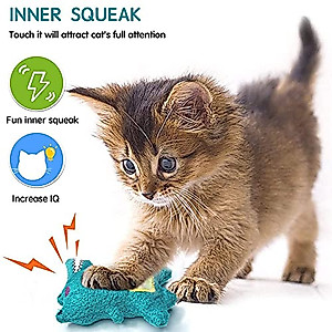AZOFFYIU Cat Toys, Interactive Cat Toy for Indoor Cats, Soft and Durable Crinkle Sound Catnip Toys, Catnip Filled Mouse Cat Teething Chew Toy (Pack of 12)