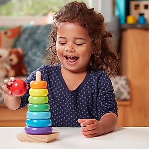 Melissa & Doug Shape Sorting Cube Classic Wooden Kids Toy (Best for 2, 3, and 4 Year Olds) & Rainbow Stacker Classic Toy (Best for Babies, 18, 24 Month Olds, 1 and 2 Year Olds)