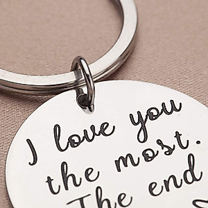 Couple Key Chain Gifts for Him Her-Husband for Girlfriend Boyfriend Wife Keychain Gifts for Anniversary Birthday Wedding Gifts from Wifey Hubby Valentine Day Gifts-I Love You Most The End I Win
