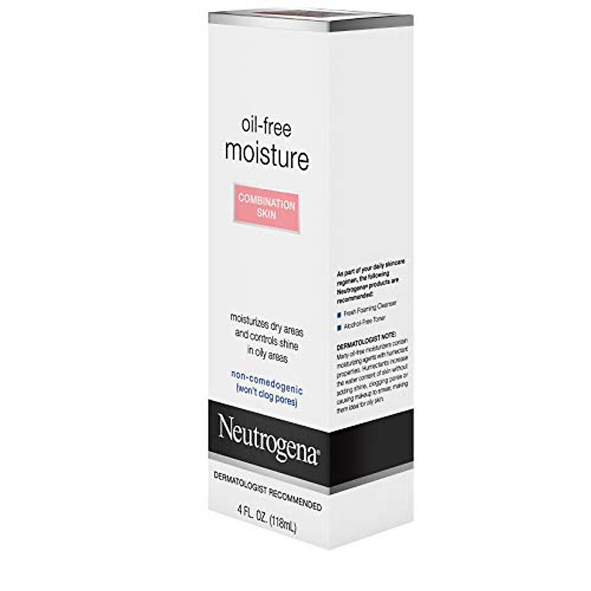 Neutrogena Oil Free Moisture Glycerin Face Moisturizer & Neck Cream for Combination Skin, Lightweight, Oil Absorbing Facial Moisturizer Lotion for a Soft Natural Matte, 4 fl. oz