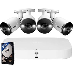 Lorex Fusion 4K Security Camera System w/ 2TB NVR - 8 Channel PoE Wired Home Security System w/ 4 Metal Cameras - Motion Detection, Two-Way Audio, Color Night Vision, Weatherproof Surveillance