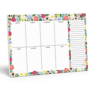 Sweetzer & Orange Floral Weekly Planner Notepad with Daily Planner Agenda Squares. 7x10" Day Planner 2024 - Student Planner, Work Planner and Checklist Pad