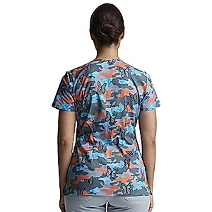 Dickies EDS Women Scrubs Top V-Neck DK700, M, Camo Flight