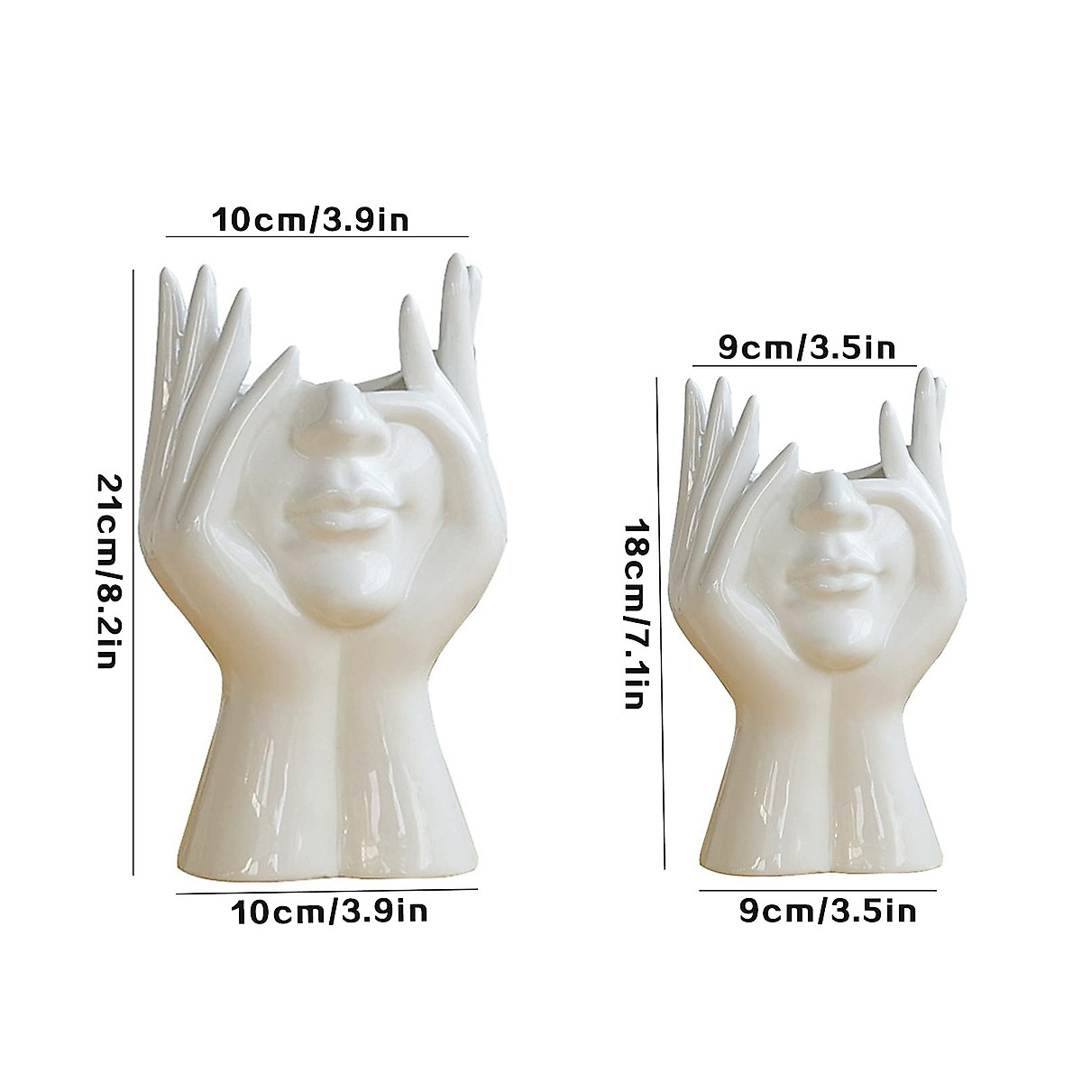 RESOYE Ceramic Flower Vase, Head Shaped Flower Vase White Modern Head Planter Pot Statue Flower Vase for Garden Living Room Home Table Art Statue Kitchen Festival Party Decor Indoor Outdoor