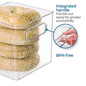 iDesign Recycled Plastic Pantry and Kitchen Storage, Freezer and Fridge Organizer Bin with Easy Grip Handles – 6” x 6” x 6”, Clear