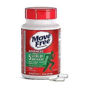 Move Free Advanced Glucosamine Chondroitin MSM Joint Support Supplement, Supports Mobility Comfort Strength Flexibility & Bone - 120 Tablets (40 servings)*