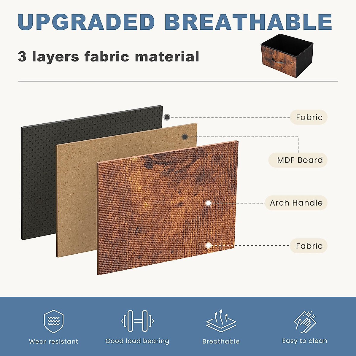 DUMOS Nightstand Small Dresser with 2 Fabric Drawers Side Bedroom End Table Kids Bedside Storage Furniture for 20 inch Tall Night Stand for Closet, Entryway, College Dorm, Rustic Brown, Medium