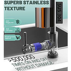 Matte Black Kitchen Faucet with Pull Down Sprayer and Soap Dispenser, DAYONE Single Handle High Arc Stainless Steel Kitchen Faucet Tap, with Escutcheon & 3 Functions, DAY-APS257MB