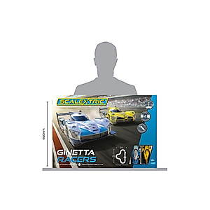 Scalextric Ginetta Racers 1:32 Analog Slot Car Race Track Set C1412T Yellow, Silver & Blue