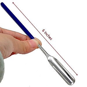 A2Z-VL004 Stainless Steel Micro Lab Scoop Half Rounded Spoon Spatula Sampler, with Vinyl Handle 6" (15.24 cm)