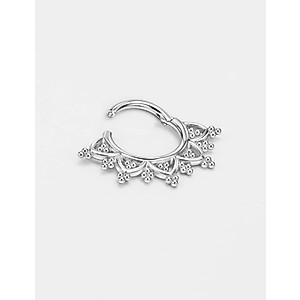 FANSING 16g Surgical Steel Septum Rings 8mm Lotus Septum Jewelry with Beaded balls Helix Piercing Jewelry 16 Gauge