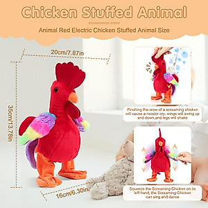 SdeNow Musical Squawking Chicken Stuffed Animal Walking Singing Waving Rooster Fun Electronic Interactive Animation Plush Toys Gifts for Kids