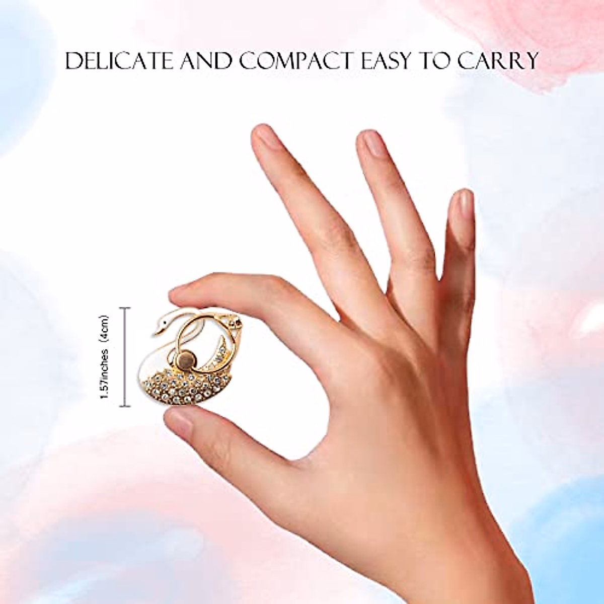 [2 Packs] Swan Glitter Bling Bling Phone Ring Holder, Sparkle Phone Ring Grip Artificial Diamond Stand,Rhinestone Cell Finger Ring for Phones,Pad