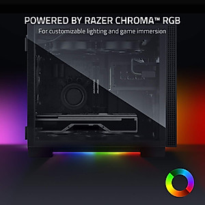Razer Tomahawk Mini-ITX Gaming Case: Dual-Sided Tempered Glass Swivel Doors, Ventilated Top Panel, Chroma RGB Underglow Lighting, Built-in Cable Management, Classic Black