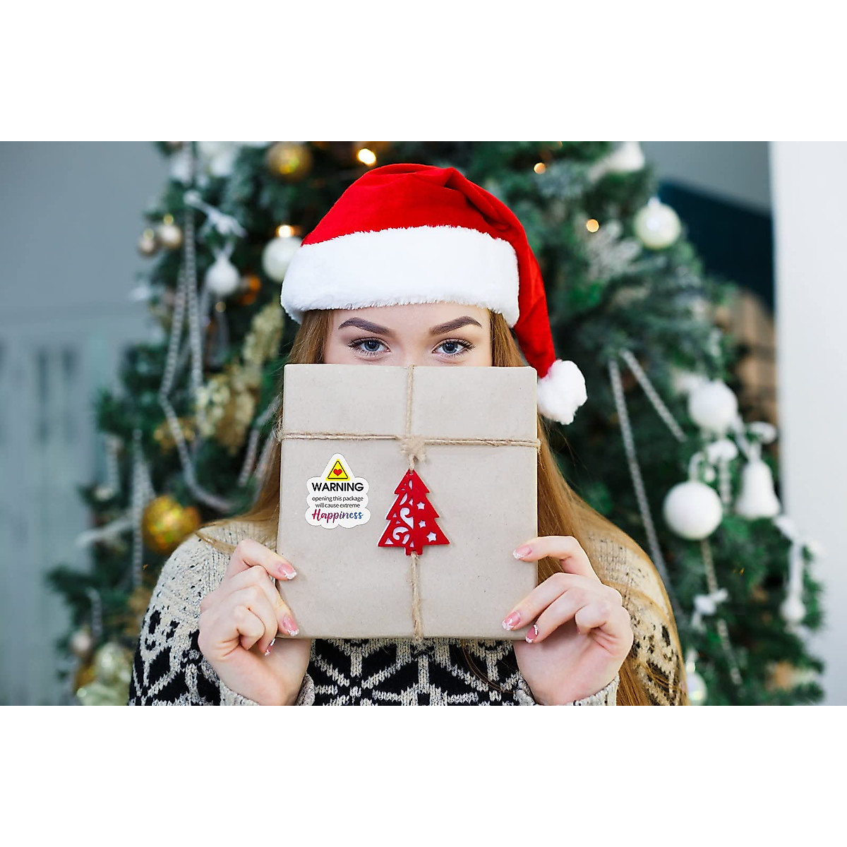 WHING Warning Opening This Package Will Cause Extreme Happiness Thank You Stickers Labels , Order Packages Envelope Seals Decorative Label Ideal for Business Gift Bags and Retailers, 500pcs