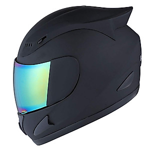 1Storm Motorcycle Bike Full Face Helmet Mechanic + Motorcycle Bluetooth Headset: Matt Black