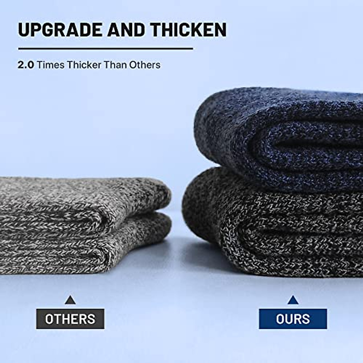 SIMIYA 5 Pairs Merino Wool Socks for Men, Thick Winter Wool Hiking Socks, Warm Breathable Crew Mens Socks（Fit USA Size 7-13