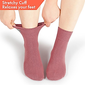 HUGSWEET Thin Soft Cotton Socks for Women above Ankle Crew Bootie Socks Gifts for Women 5-10 Pairs