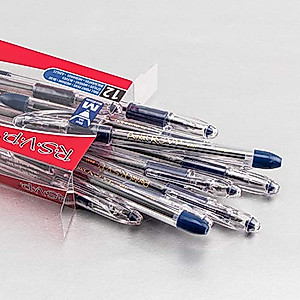 Pentel® R.S.V.P.® Ballpoint Pens, Medium Point, 1.0 mm, Clear Barrel, Blue Ink, Pack Of 12