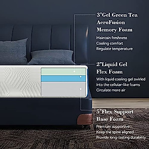 Twin Size Mattress, Made in USA, 10 Inch Green Tea Memory Foam Mattress, Bed in a Box, CertiPUR-US Certified, Medium Firm