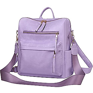Iblue Fashion Backpack Purse for Women Convertible Travel Shoulder Bag PU Leather Satchel Handbags,#B3159 (Purple)