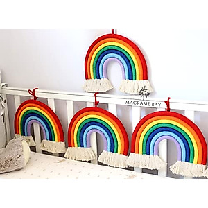 MacrameBay Large Handmade Macrame Rainbow Hanging Wall Art Decor Ornament, for Kids Baby Room, Nursery Shower Gift, Dorm, Living Room, Bohemian Boho