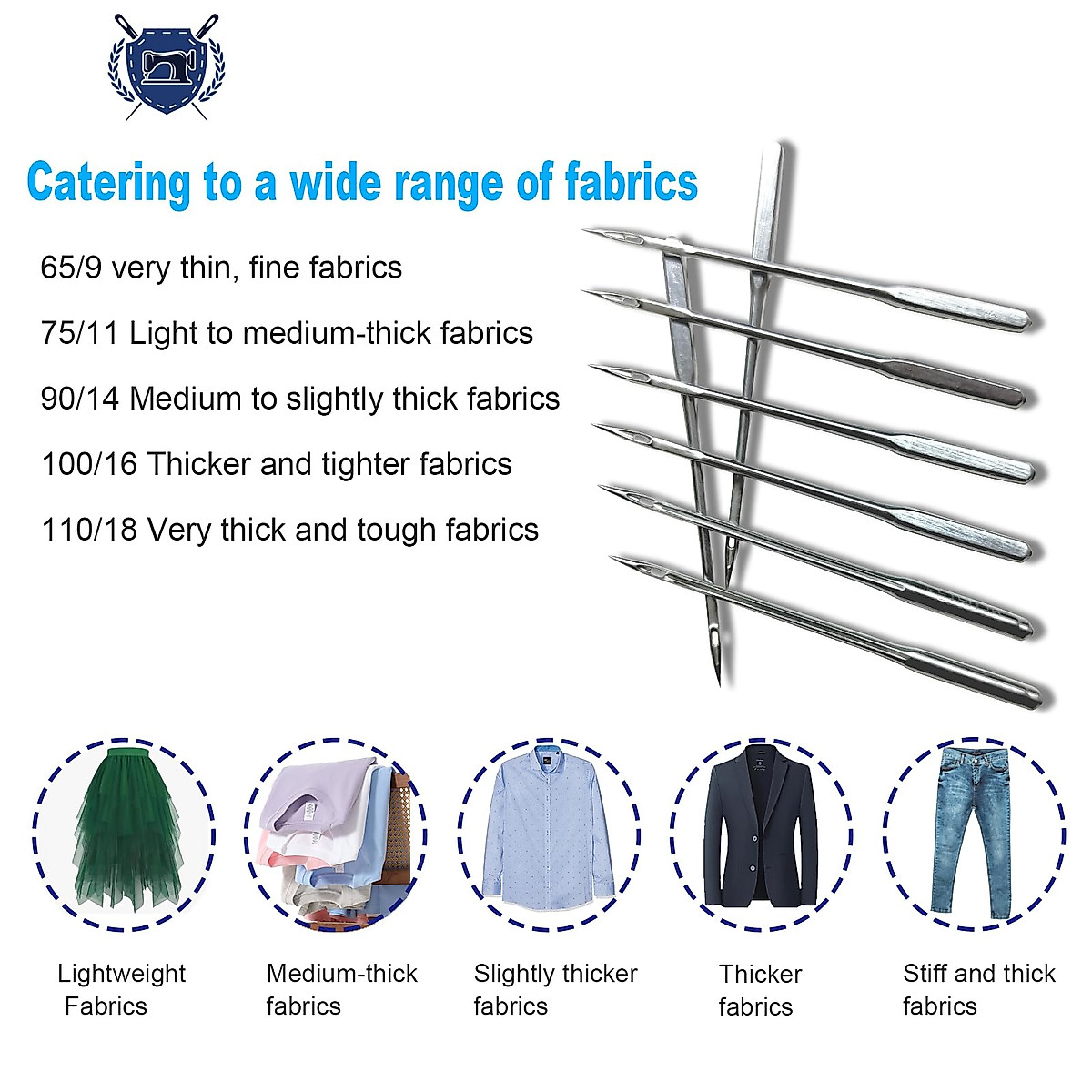 Sewing Machine Needles, 100 PCS Universal Sewing Machine Needle Set for Singer, Brother, Janome, Varmax, and Other Brands of Home Sewing Machines, Sizes 65/9, 75/11, 90/14, 100/16, 110/18