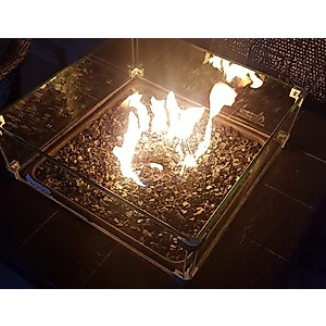 Uniflasy 18 Inch Square Drop-in Fire Pit Pan with 12" Round Burner Ring, 165k BTU Stainless Steel Fire Pit Pan with Spark Ignition and Propane Hose Kit for Indoor or Outdoor Fire Table/Fire Pit