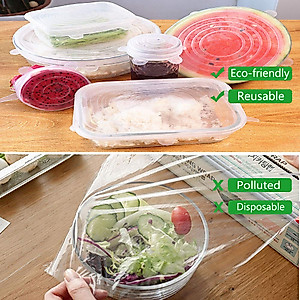 Silicone Stretch Lids Rectangle 12-Pack, Reusable Food Container Lids, BPA-Free, Eco-Friendly Bowl Covers, Microwave, Oven & Dishwasher Safe