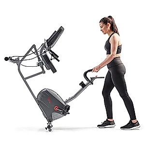 Sunny Health & Fitness Smart Magnetic Recumbent Exercise Bike Trainer w/Arm Exerciser for Full Body Workout, Indoor Cardio Cycling Machine for Seniors, Bluetooth Link to SunnyFit App-SF-RB420031