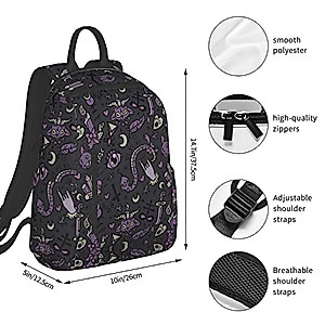 NHGFVT Purple Black Goth Spooky School Backpack for Girls Boys Student Bookbag Teens College Durable Lightweight Hiking Travel Bag