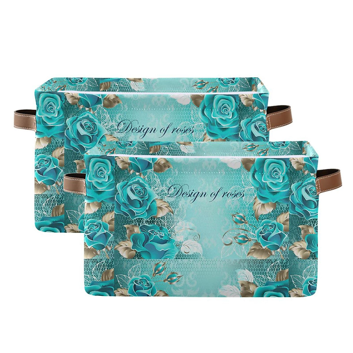 ALAZA Blue Rose Flower Beautiful Foldable Storage Box Storage Basket Organizer Bins with Handles for Shelf Closet Living Room Bedroom Home Office 1 Pack