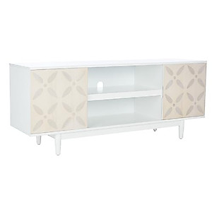 SAFAVIEH Home Collection Faye White Washed 3-Shelf Patterned Entertainment Media Stand up to 60" Flatscreen TV