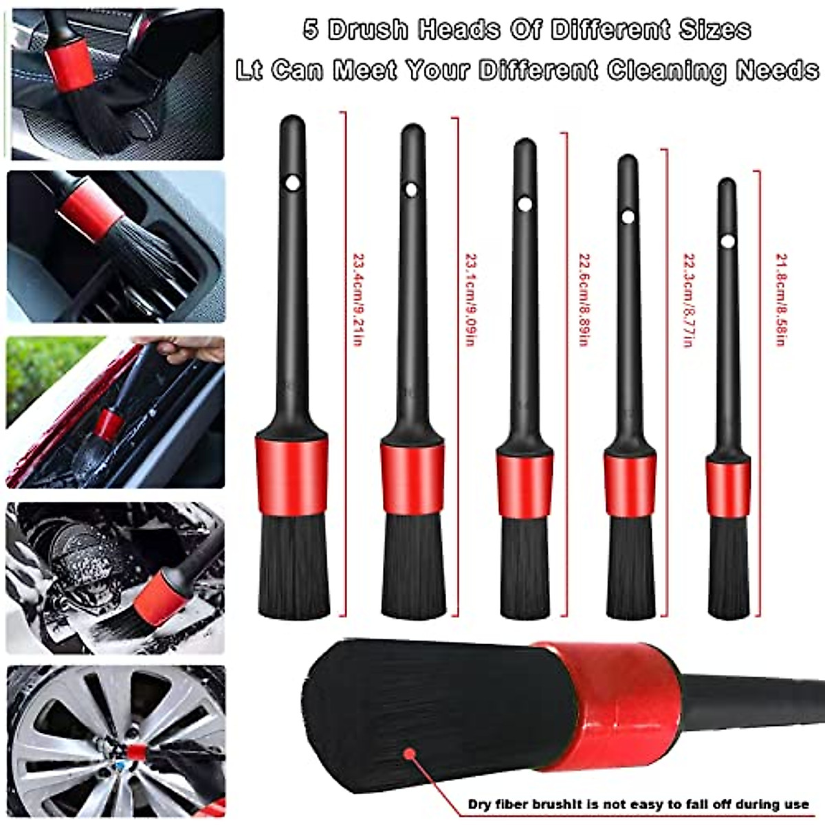 Monrand 19Pcs Detailing Brush Set Car Cleaning Kit Car Wash Kit for Car Interior Cleaning kit，,Car Wheel Brush,Air Outlet Brush, Wire Brush,Drill Brush Set,Polishing Pads Kit(Yellow)