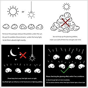 TR318 Glow in The Dark Garden Pebbles Stone for Walkway Yard and Decor DIY Decorative Gravel Stones in Blue(100PCS)