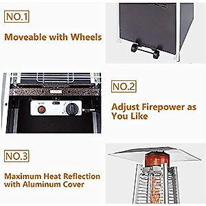 Outdoor Heater Patio Heater - 48000 BTU Commercial Propane Heater Space Heater Floor Standing with Wheels for Bedroom Garden Wedding Party Winter