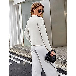 Bianstore Women's Two Piece Outfits Long Sleeve Knit Top Fall Sweater Set Loose Pants Sweatsuit Lounge Sets(PureWhite-M)