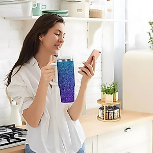 RPLIFE Green Purple Glitter Stainless Water Bottle, Insulated Tumbler with Straw, Tumblers for Women