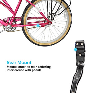 Lumintrail Rear Mount Bike Kickstand - Bike Kick Stands for Adult Mountain, Cruiser and Road Bicycle - Quick Adjust Height Kickstand Fits Most 24, 26, 27.5, 29 Inch Bike