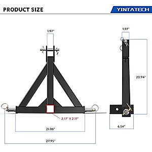 YINTATECH 3 Point 2" Receiver Trailer Hitch Heavy Duty Drawbar Adapter Category 1 Tractor Tow Compatible for Kubota, BX, LM25H, WLM Tractor, NorTrac, Yanmar, Kioti, Cat, John Deere