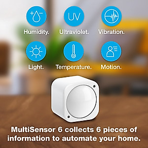 Aeotec Multisensor 6 with Battery, Z-Wave Plus 6-in-1 Motion, Temperature, Humidity, Light, UV, Vibration Sensor
