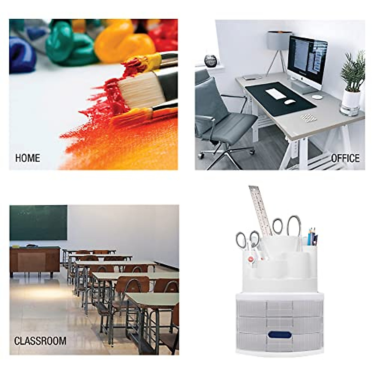 SINGER Sew-It-Goes Spin & Go Multipurpose Sewing Storage Container and Craft Organizer with Removable Drawers, Built-in Peg Board