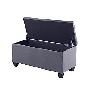 Tassullo Hinged Storage Ottoman Set of 3, 38'' Living Room Storage Bench with Thick Seating, 2pcs Small Square Dorm Stool Couch Side Foot Rest