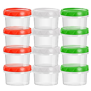 EONJOE Reusable 4oz Small Plastic Containers with Lids, Bpa Free Food Snacks Storage Jars Salad Dressing Sauce Condiment Jello Shot Cups